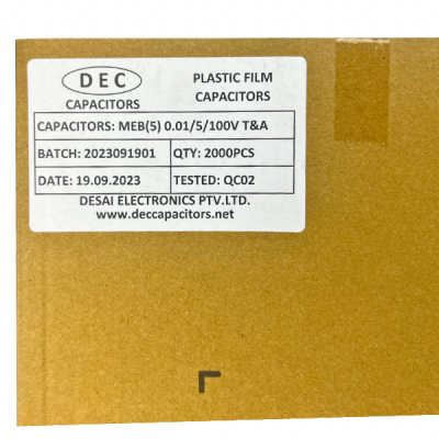 103J 100V, 0.01Mfd 100V, 10Nj 100v, 5mm Box Capacitor, Desai Electronics,